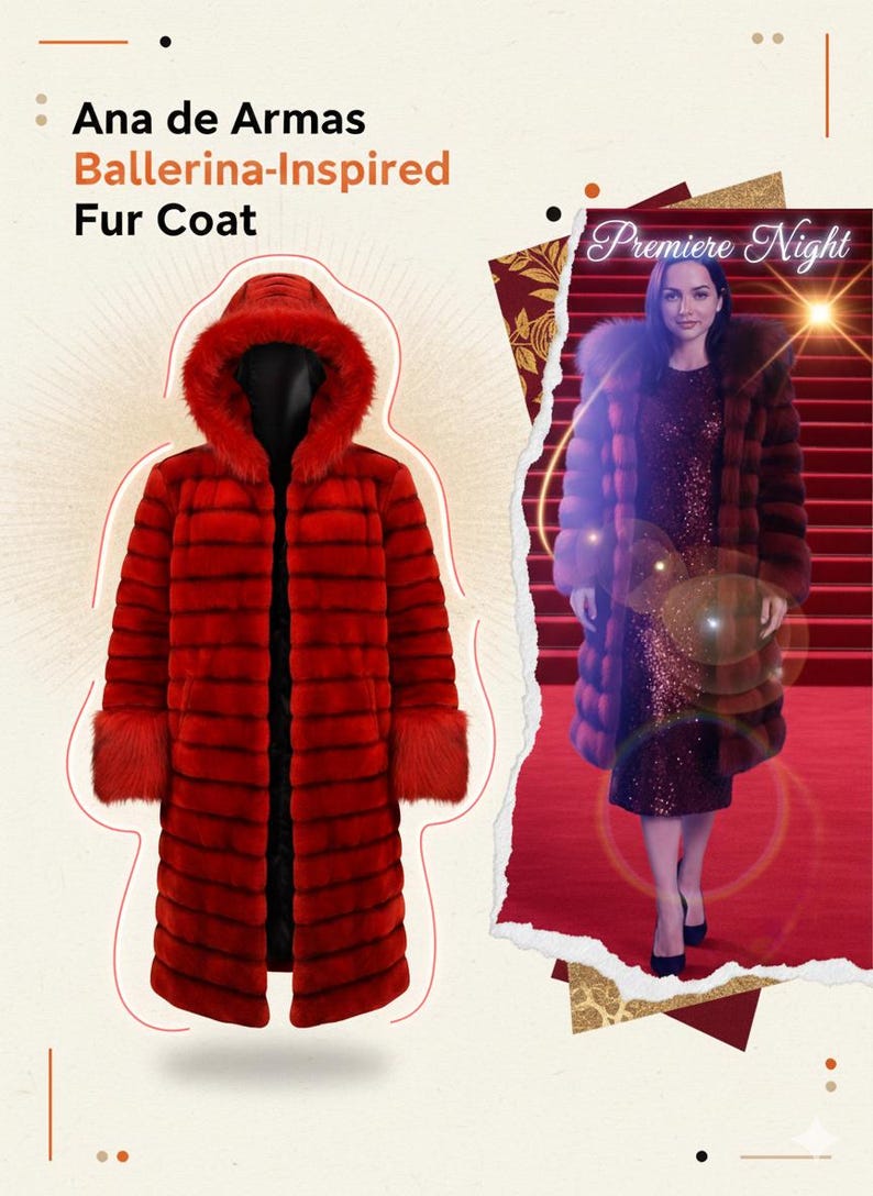 Ana De Armas Ballerina-inspired Fur Coat | Women’s Faux Fur Hooded ...