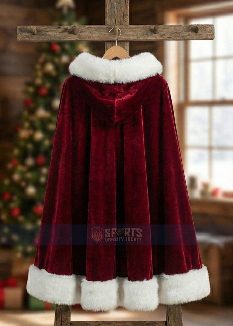 Handmade Velvet Santa Claus Cape | Red Velvet Christmas Cloak - Etsy