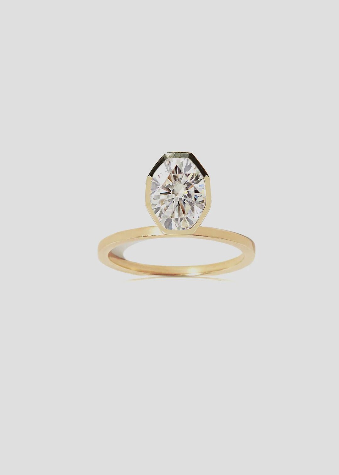 Oval Cosma Peak Ring, Oval Diamond Peak Chevron Band for Women, Contour ...