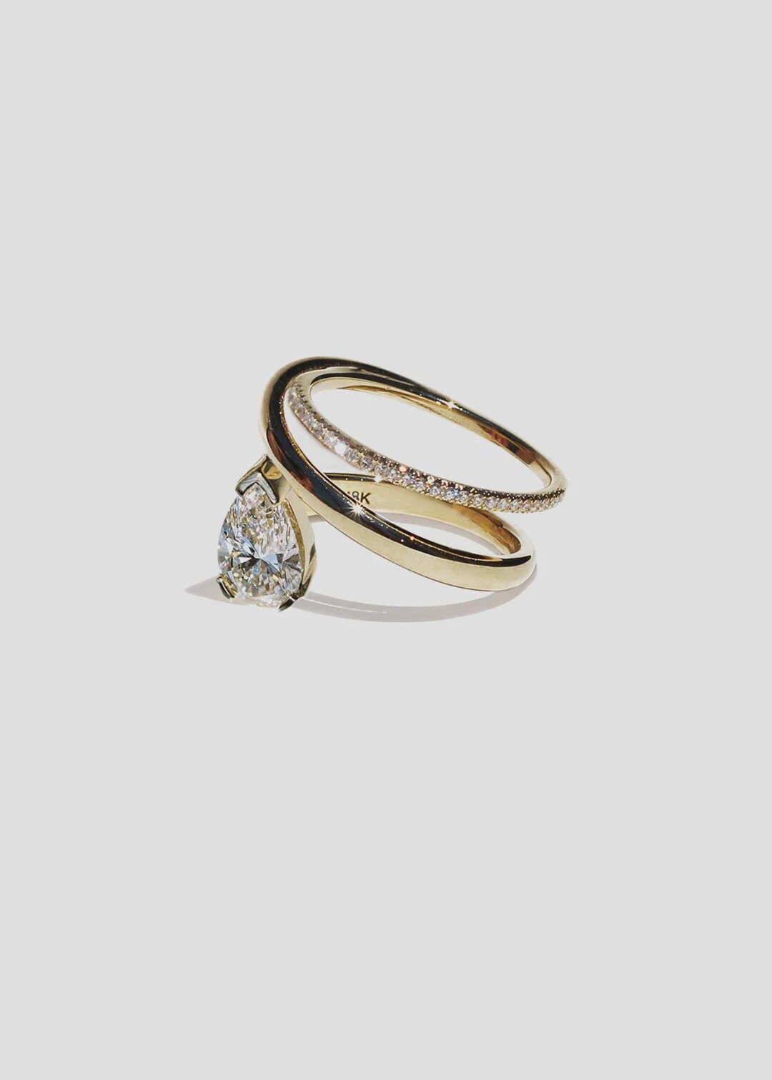 Pear Double Flare Ring, Pear Shape Diamond Double Flare Ring for Women ...