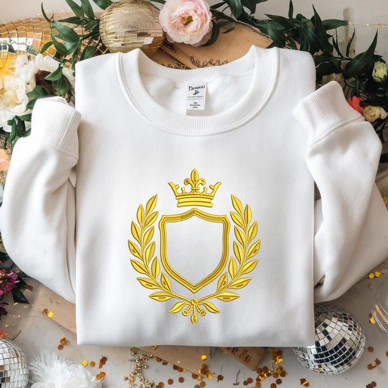 Royal Crest Embroidery Design, Crown Laurel Wreath, Monogram Frame ...