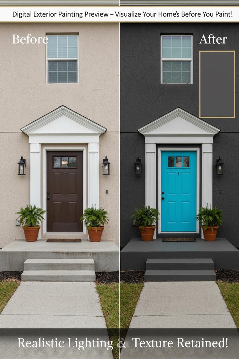 Exterior House Color Design: Digital Visualization, Custom Palette (4 ...
