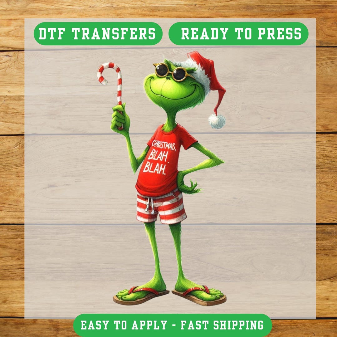 Funny Beach Grinch Christmas Transfer: Tropical Holiday Design - Etsy