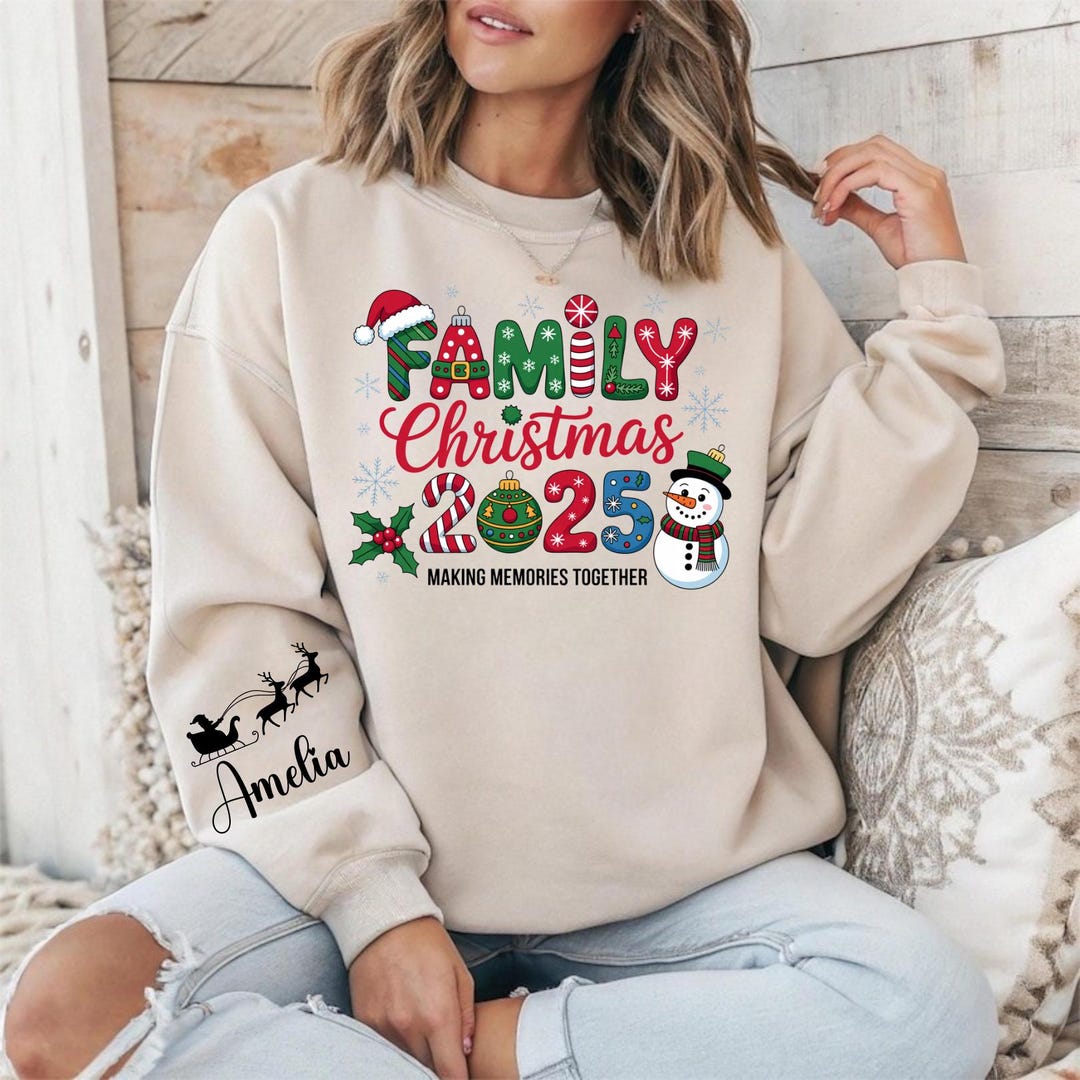 Custom Family Christmas 2025 Sweatshirt - Personalized Holiday Apparel ...