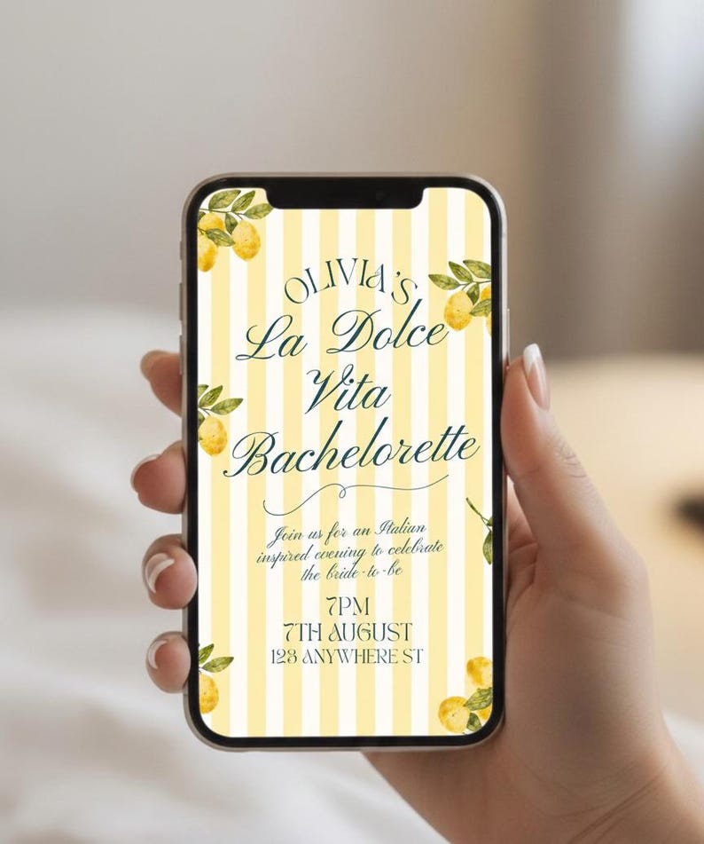 Italian Lemon Bachelorette Party Editable Invitation Template | Summer ...