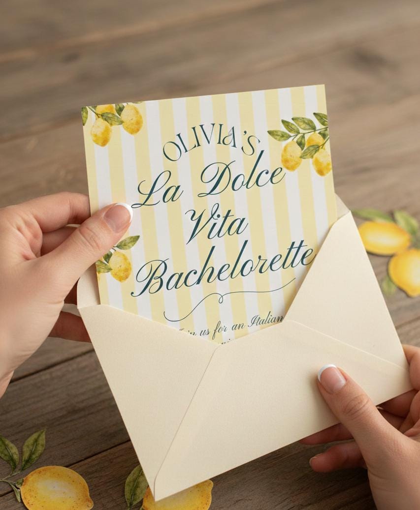 Italian Lemon Bachelorette Party Editable Invitation Template | Summer ...