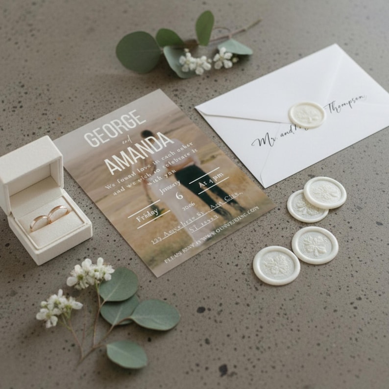 Photo Wedding Invitation Editable Canva Template Modern Minimalist ...