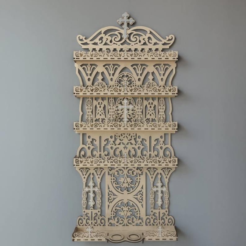 Large Wooden Iconostasis 54 In, Wall Orthodox Icon Shelf 5 Tiers ...