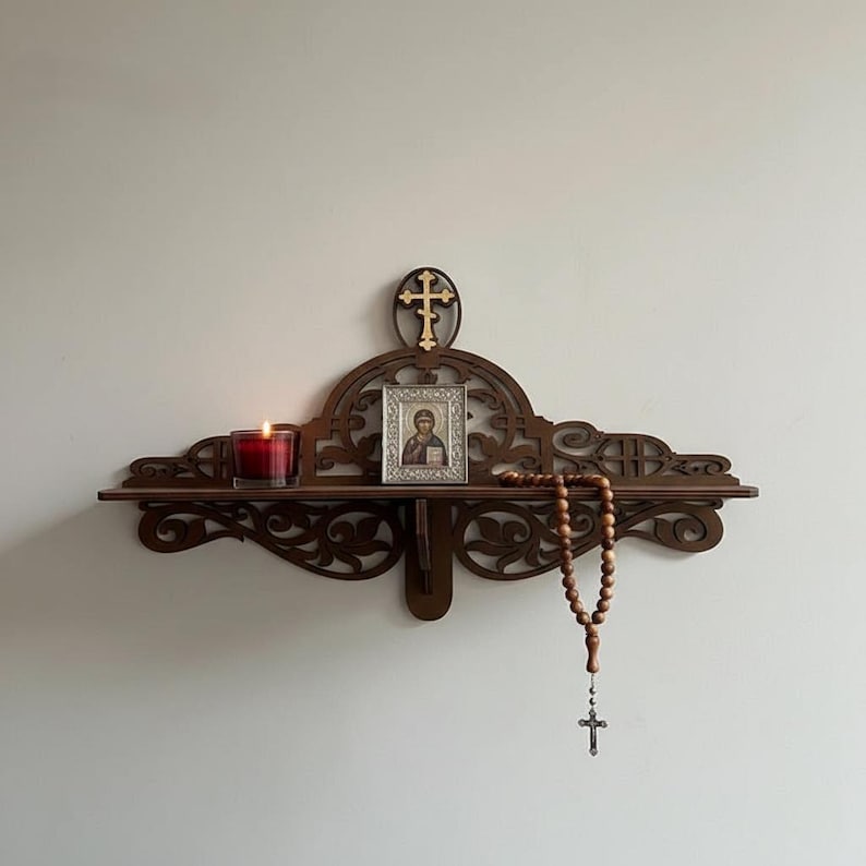Small Wooden Icon Shelf Birch Wall, S M L Sizes, Orthodox Home Decor ...