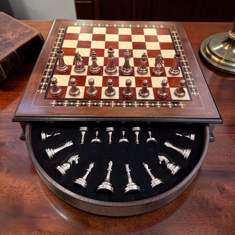 Luxury Handmade Chess Set and Wooden Board - Etsy