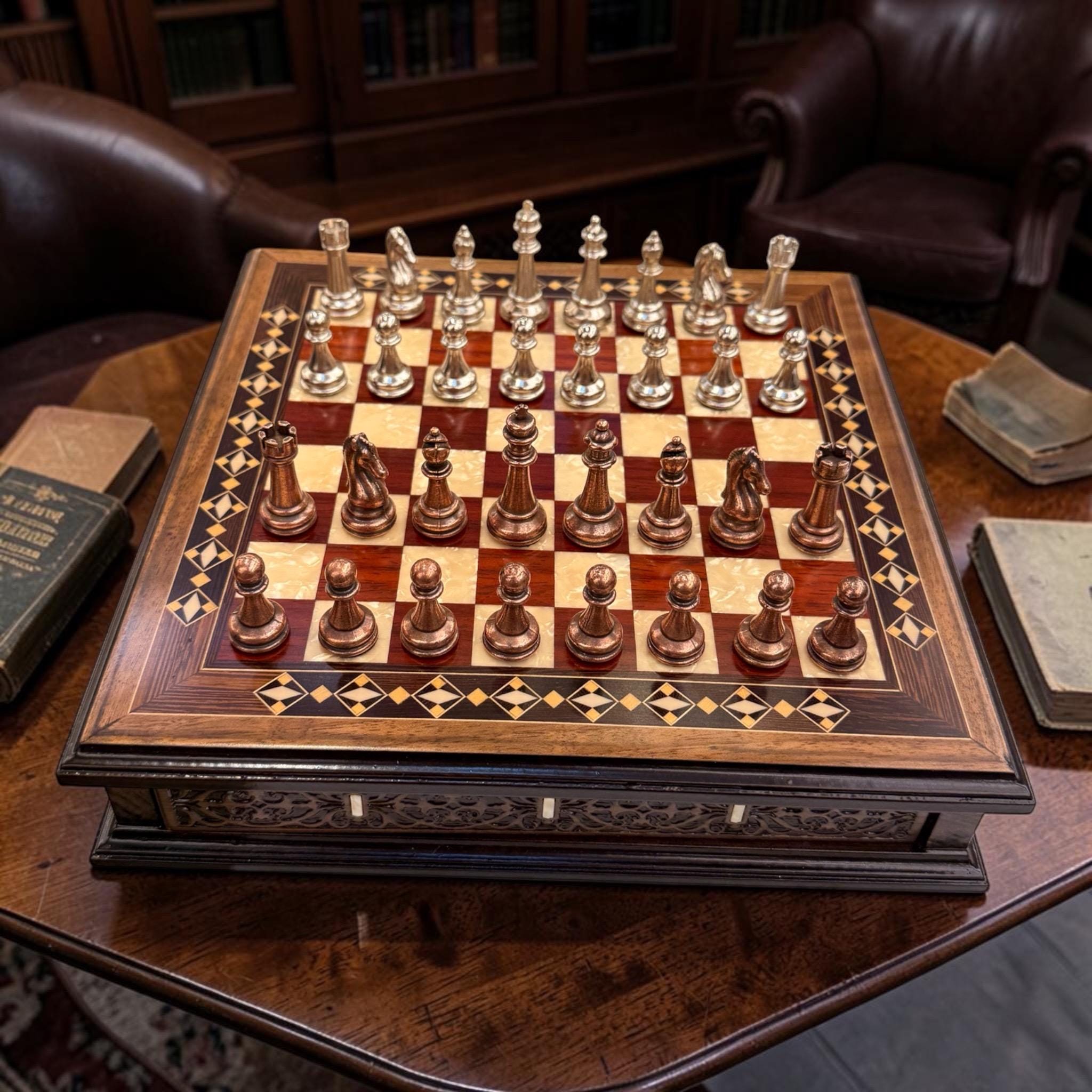 Luxury Handmade Chess Set and Wooden Board - Etsy