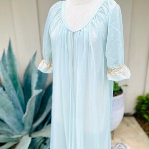 Barbara Eden Inspired Vintage Sheer Baby Blue Gown Robe - Lace Accents ...