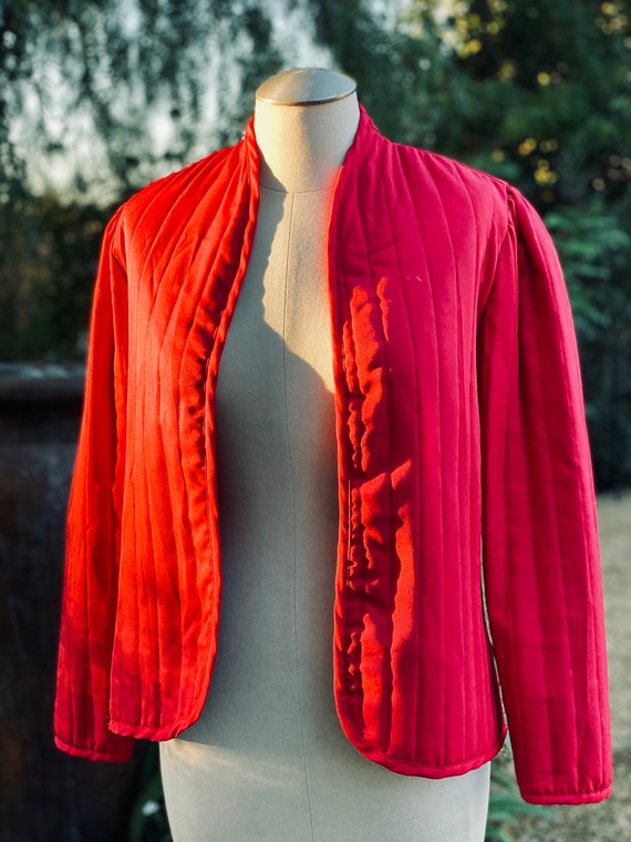 Bold Fuchsia Quilted Vintage 80s Jacket - Versatile S… - Gem