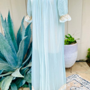 Barbara Eden Inspired Vintage Sheer Baby Blue Gown Robe - Lace Accents ...