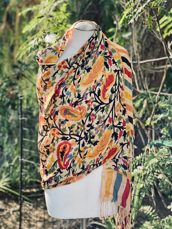 Elegant Vintage Botanical Paisley Floral Scarf - Ital… - Gem