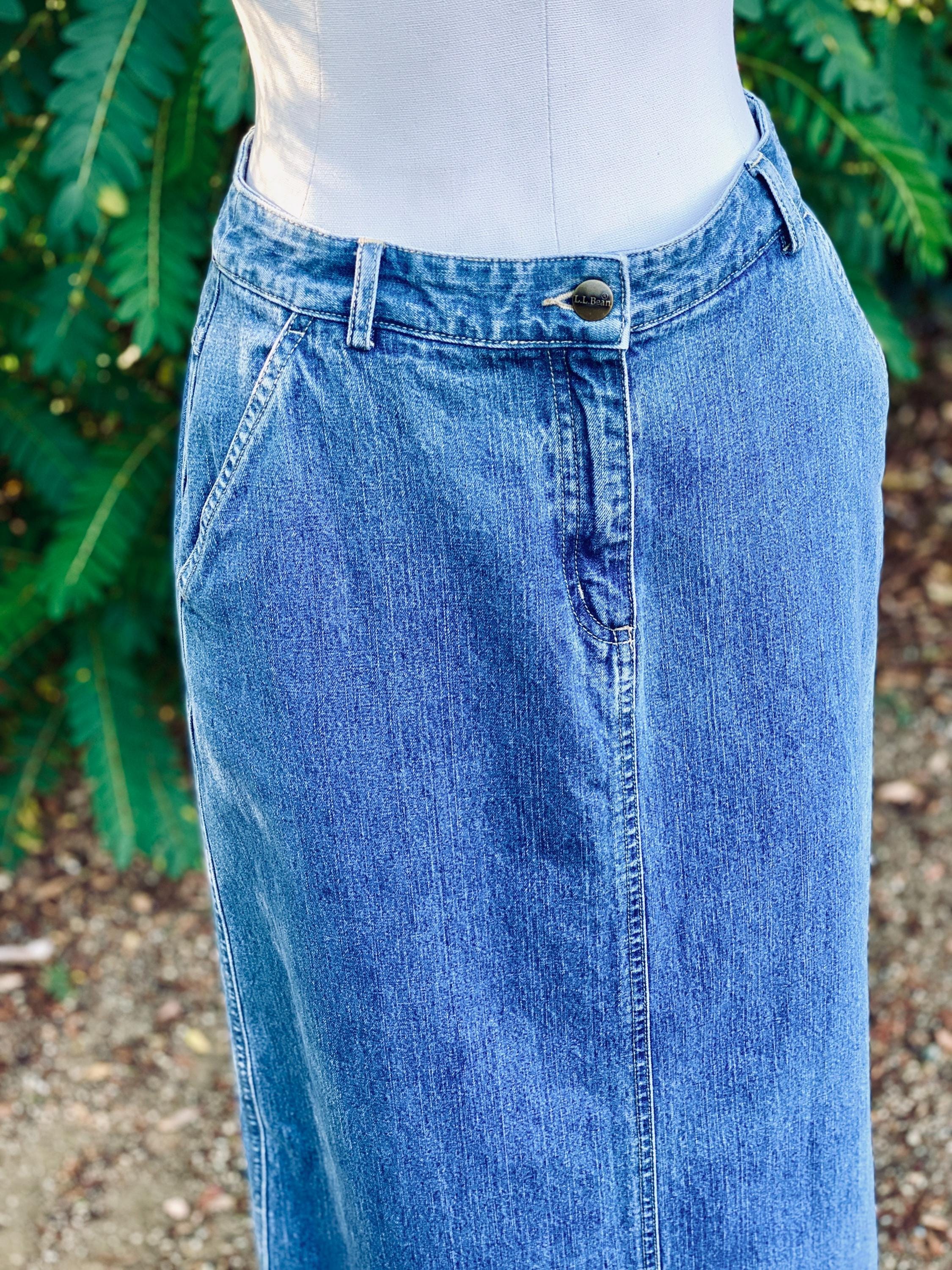 1980s Vintage Denim Maxi Skirt by L.L. Bean - Etsy