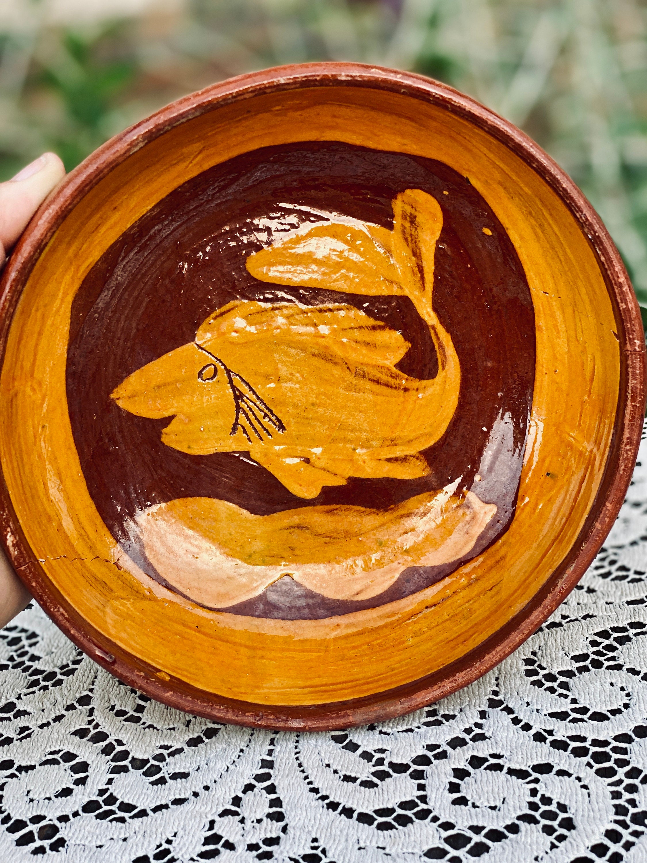 Rare Yellow Patamban Pottery Fish Bowl - Etsy