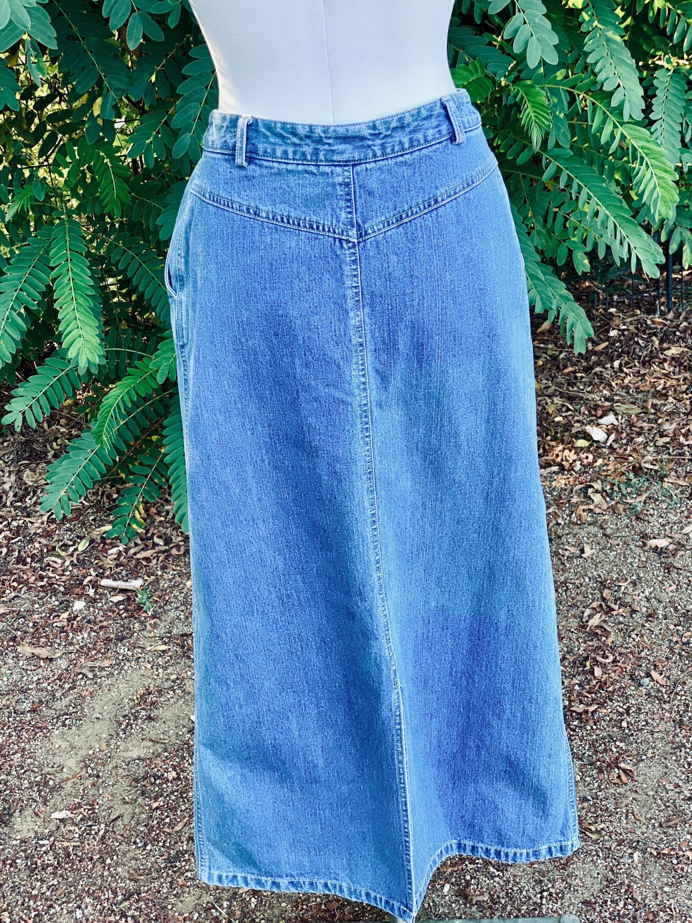 1980s Vintage Denim Maxi Skirt by L.L. Bean - Etsy