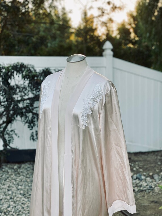 Vintage Muted Rose Pink Silky Floor-Length Robe - Ele… - Gem