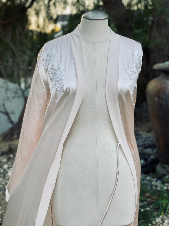 Vintage Muted Rose Pink Silky Floor-Length Robe - Ele… - Gem