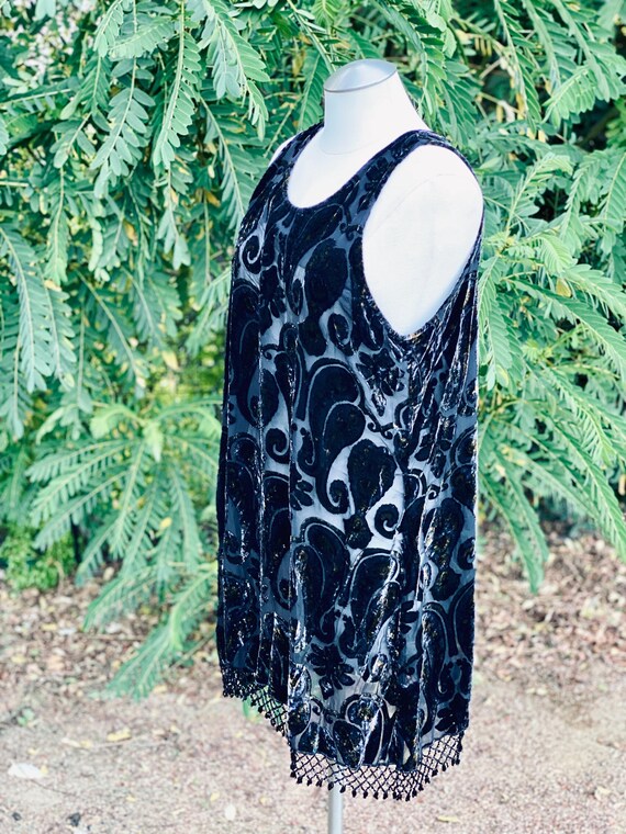 1990’s Sheer Black Velvet Baroque Beaded Dress - Gem