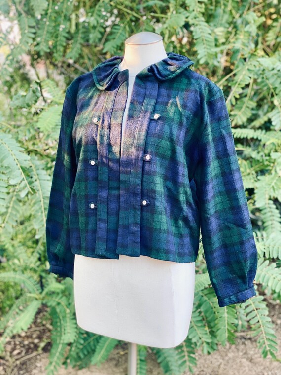 1960’s Rory West London Wool Plaid Open Cardigan Swea… - Gem