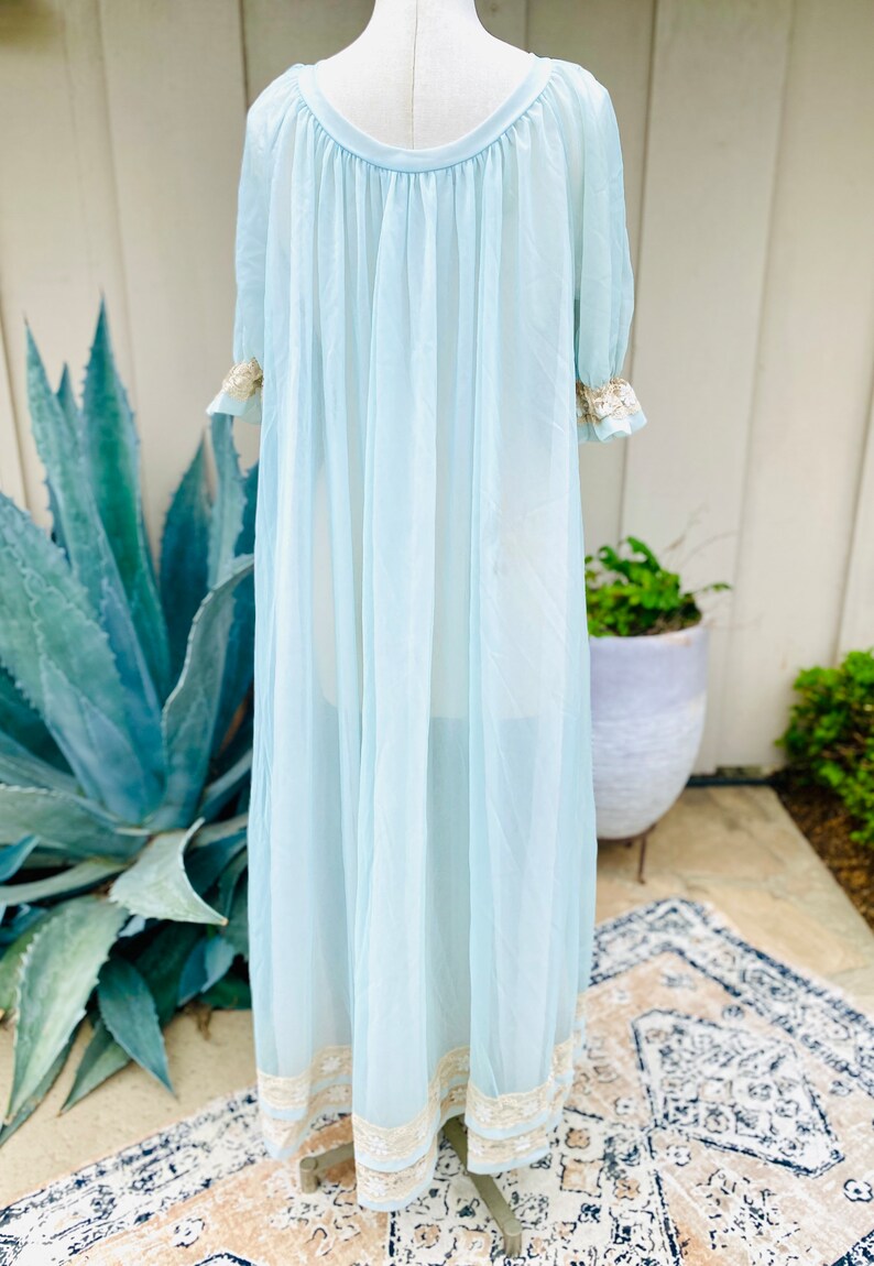 Barbara Eden Inspired Vintage Sheer Baby Blue Gown Robe - Lace Accents ...