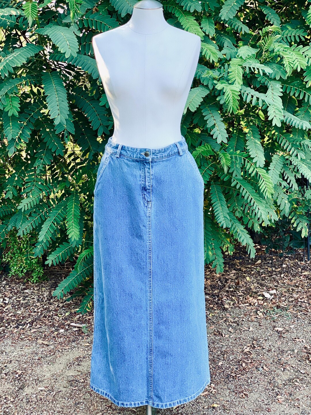 1980’s Vintage Denim Maxi Skirt by L.L. Bean - Etsy