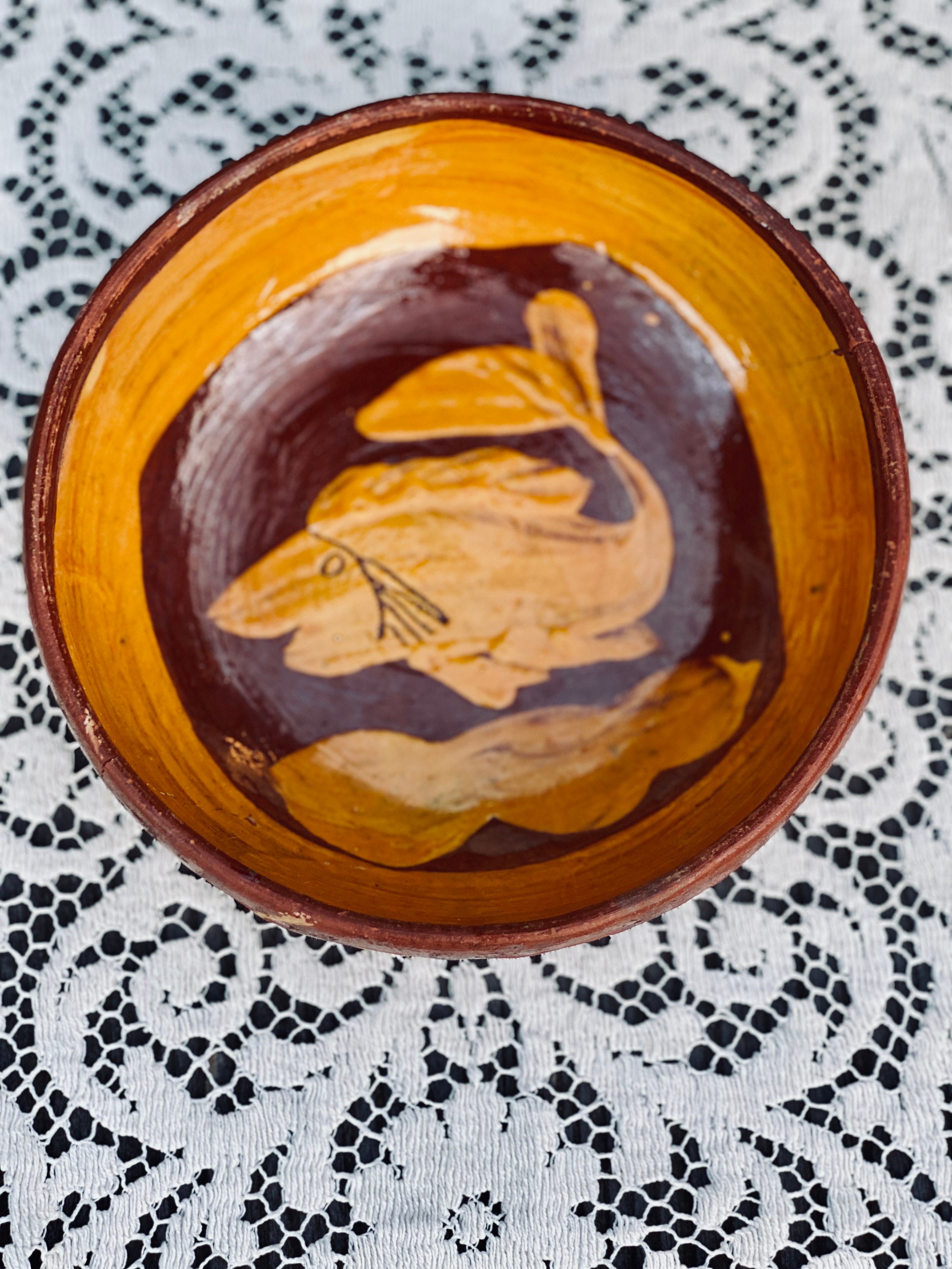 Rare Yellow Patamban Pottery Fish Bowl - Etsy