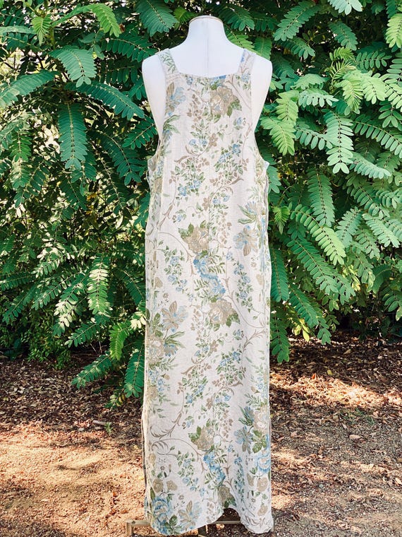 1980’s Cottage Core Floral Linen Maxi Dress - Gem