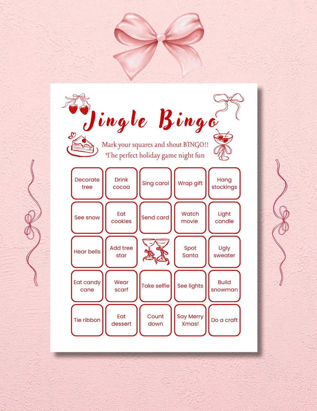 Jingle Bingo | Christmas Bingo Game Template | Editable & Printable PDF ...