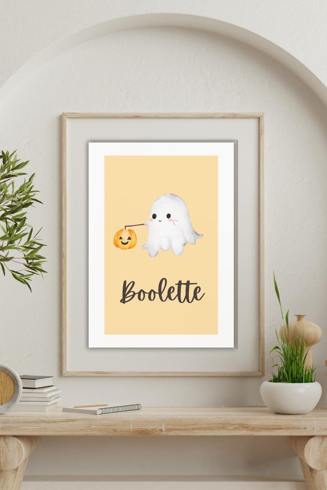 Boo Halloween Poster Digital Download | Cute Watercolor Ghost Wall Art ...