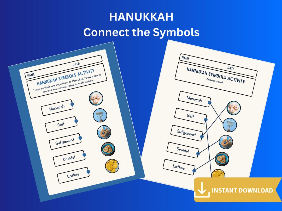 Match the Hanukkah Symbols, Chanukah Activity for Kids - Etsy