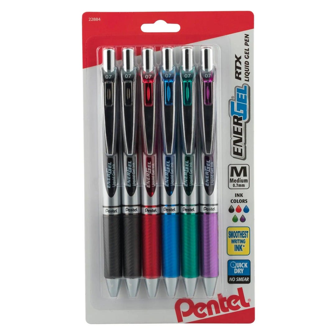 Energel Rtx Refillable Liquid Gel Pens - Assorted Colors 6-pk - Etsy