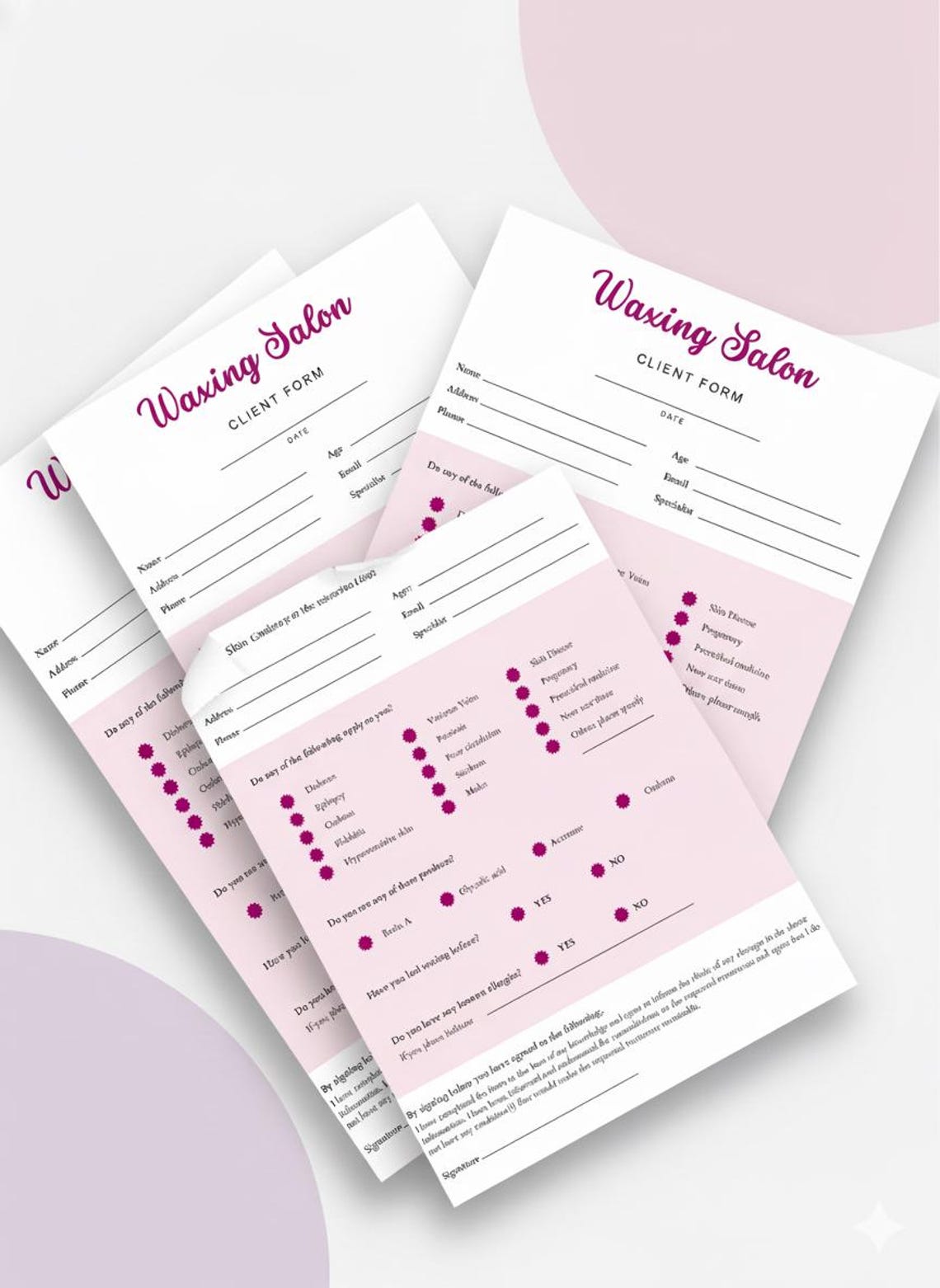 Waxing Intake Form | Waxing Template | Spa Forms | A4 and US Letter PDF ...