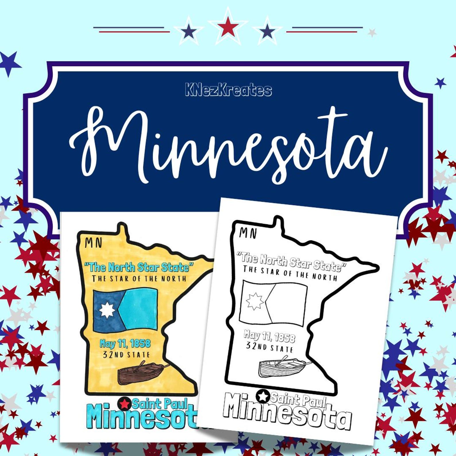 Minnesota State Facts Coloring Page - Etsy