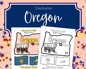 OREGON State Symbols Coloring Pages Bundle - Instant Download - Etsy