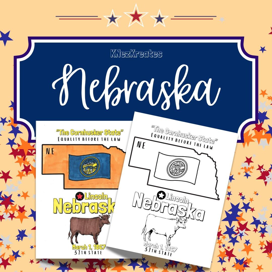 Nebraska State Facts Coloring Page - Etsy