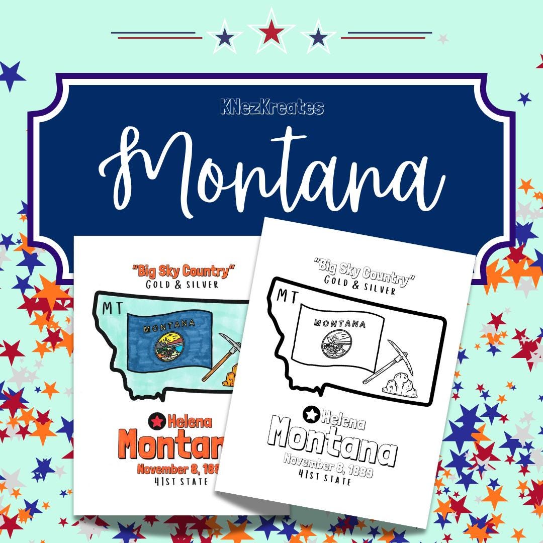 Montana State Facts Coloring Page - Etsy