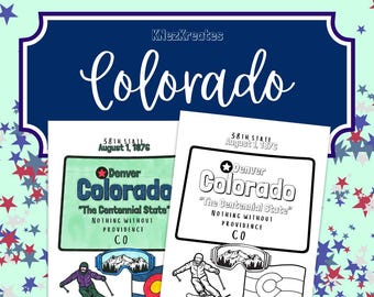 COLORADO Coloring Page With State Facts - Printable United States of ...