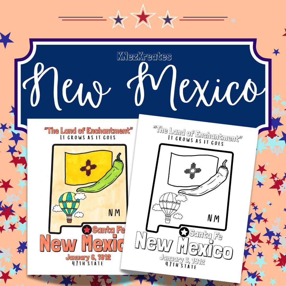 New Mexico State Facts Coloring Page - Etsy