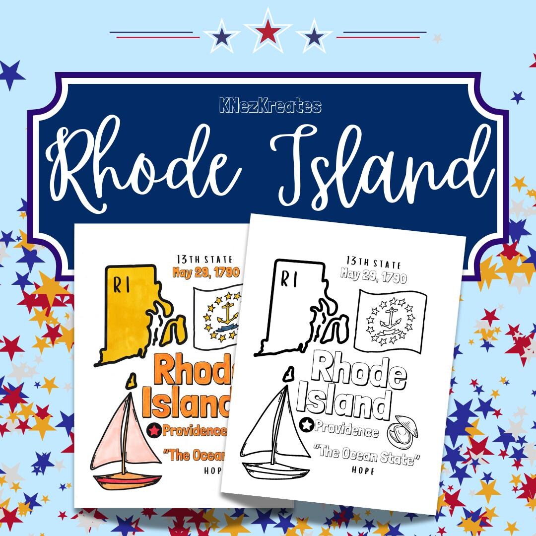 Rhode Island Coloring Page - Etsy