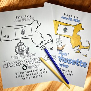 Massachusetts Coloring Page - Etsy