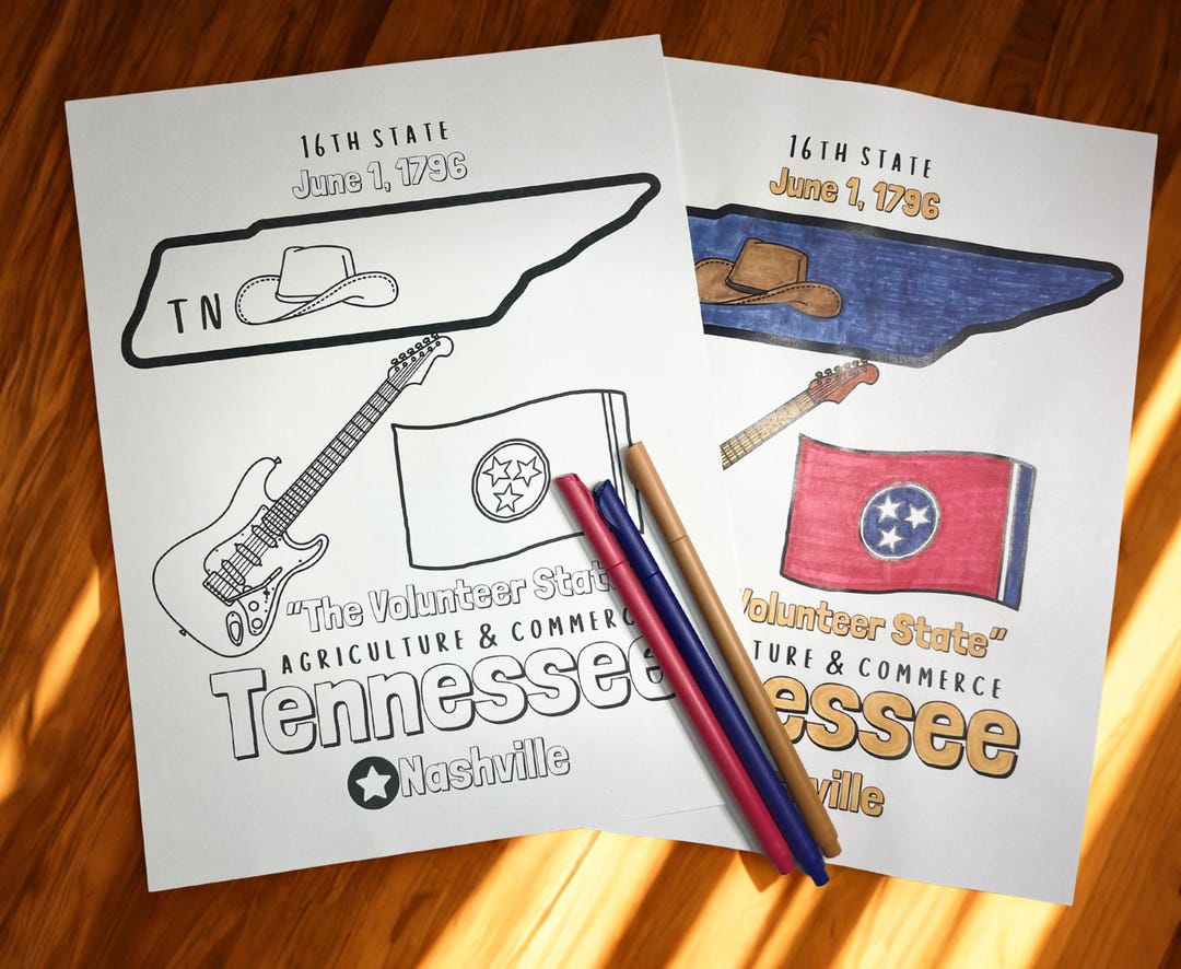 Tennessee Coloring Page - Etsy Australia