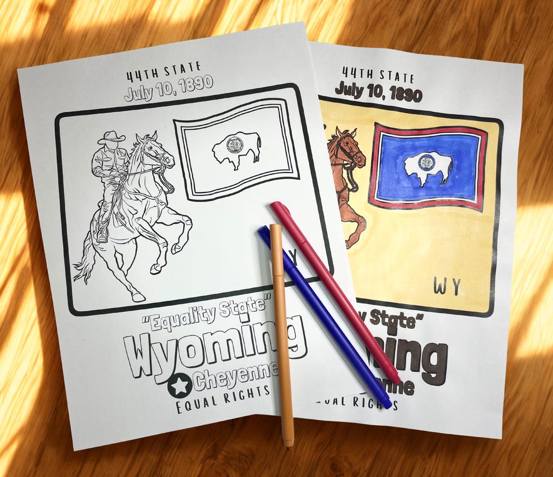 Wyoming Coloring Page - Etsy