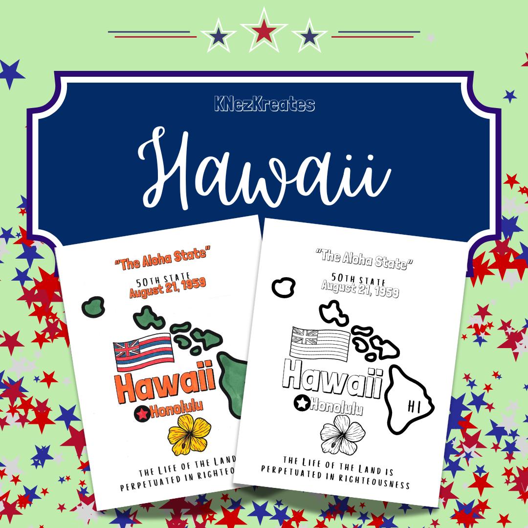 Hawaii State Facts Coloring Page - Etsy