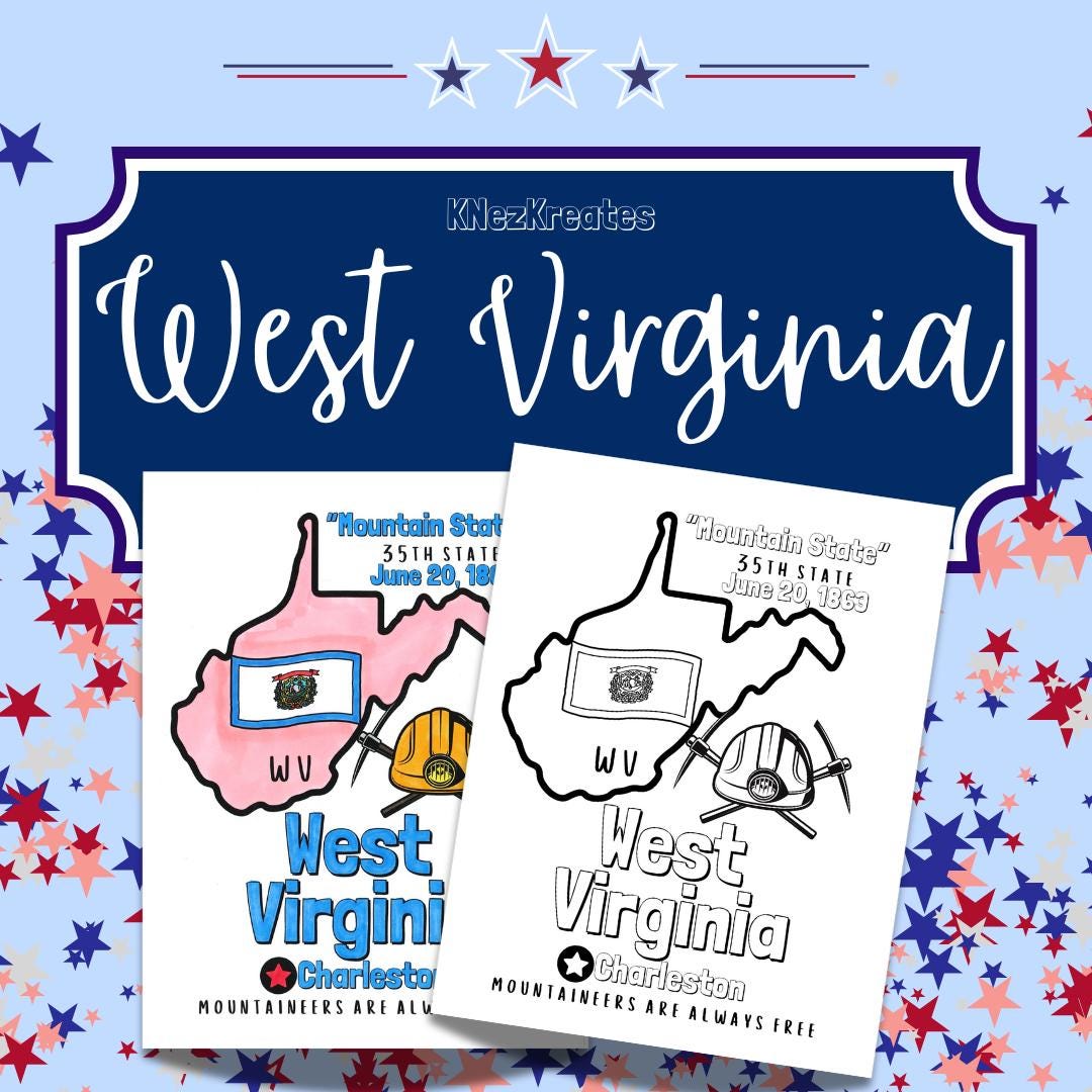 West Virginia State Facts Coloring Page - Etsy