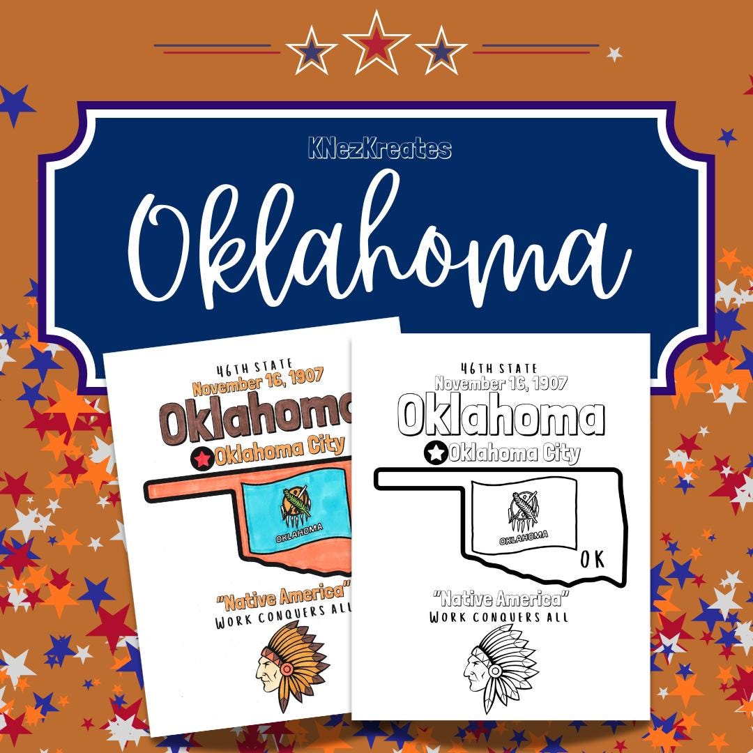 Oklahoma State Facts Coloring Page - Etsy