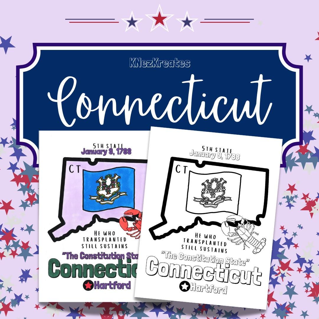 Connecticut State Facts Coloring Page - Etsy