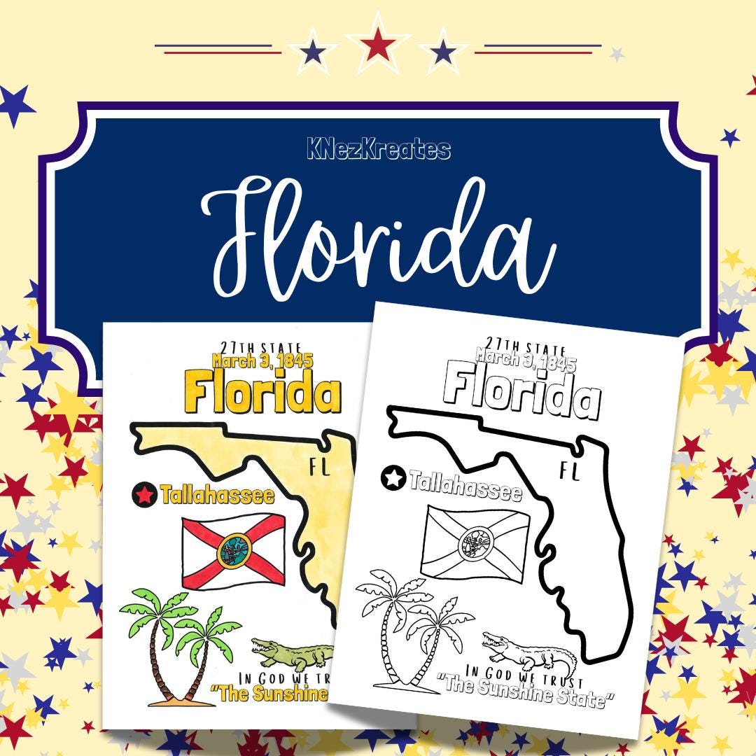 Florida State Facts Coloring Page - Etsy
